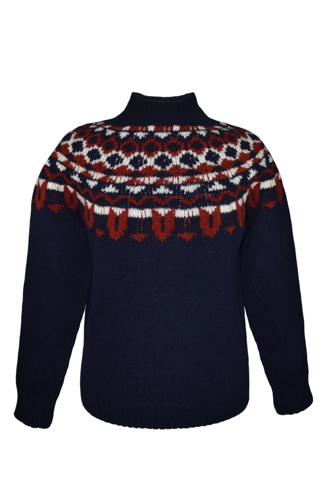 5 Colourways. Mens Fair Isle Jumper Yoke Blue Navy Rust | Etsy