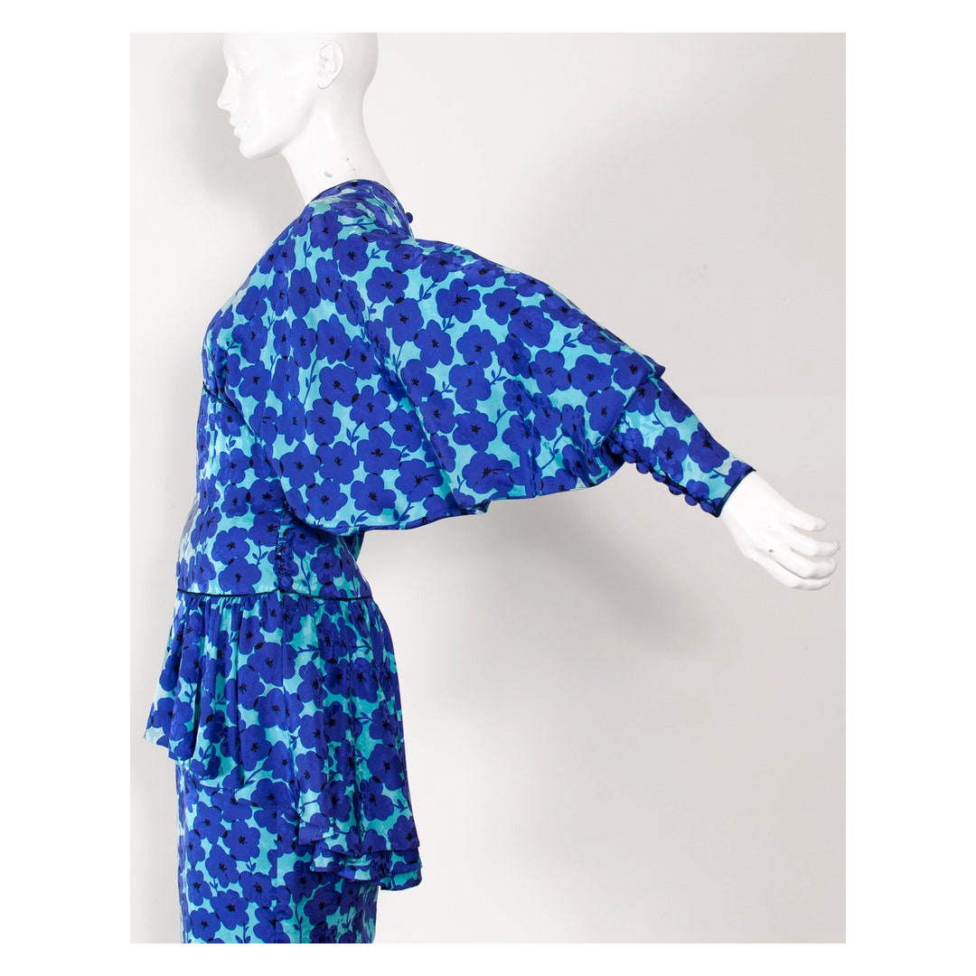 Stunning Vintage Silk Floral 1970s Frank Govers Couture Peplum - Etsy