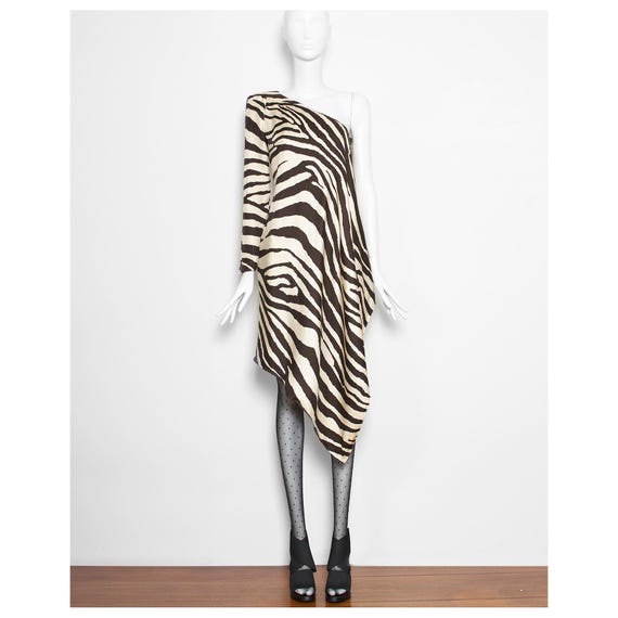 Iconic vintage 1998 runway silk zebra print draped on… - Gem