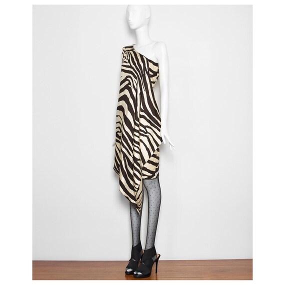 Iconic vintage 1998 runway silk zebra print draped on… - Gem