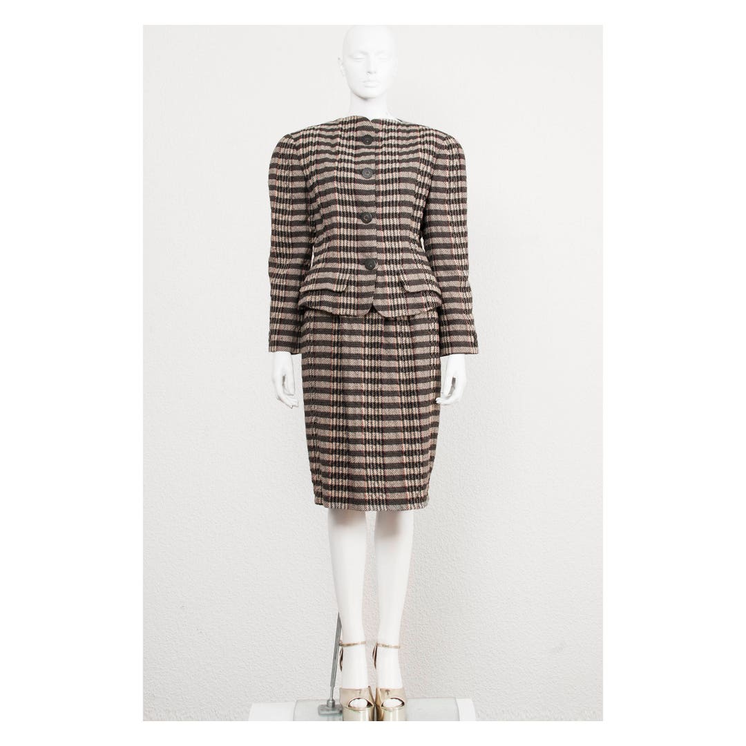 Vintage 1985 Runway Tweed KRIZIA Sculptured Power Pencil Skirt Suit - Etsy