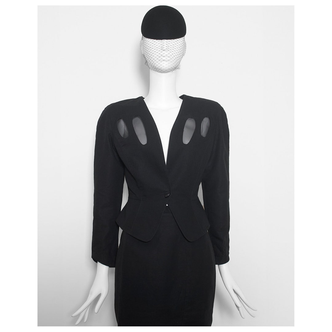 Iconic Vintage 1997 Black Goddess THIERRY MUGLER Insect Mesh Panel ...