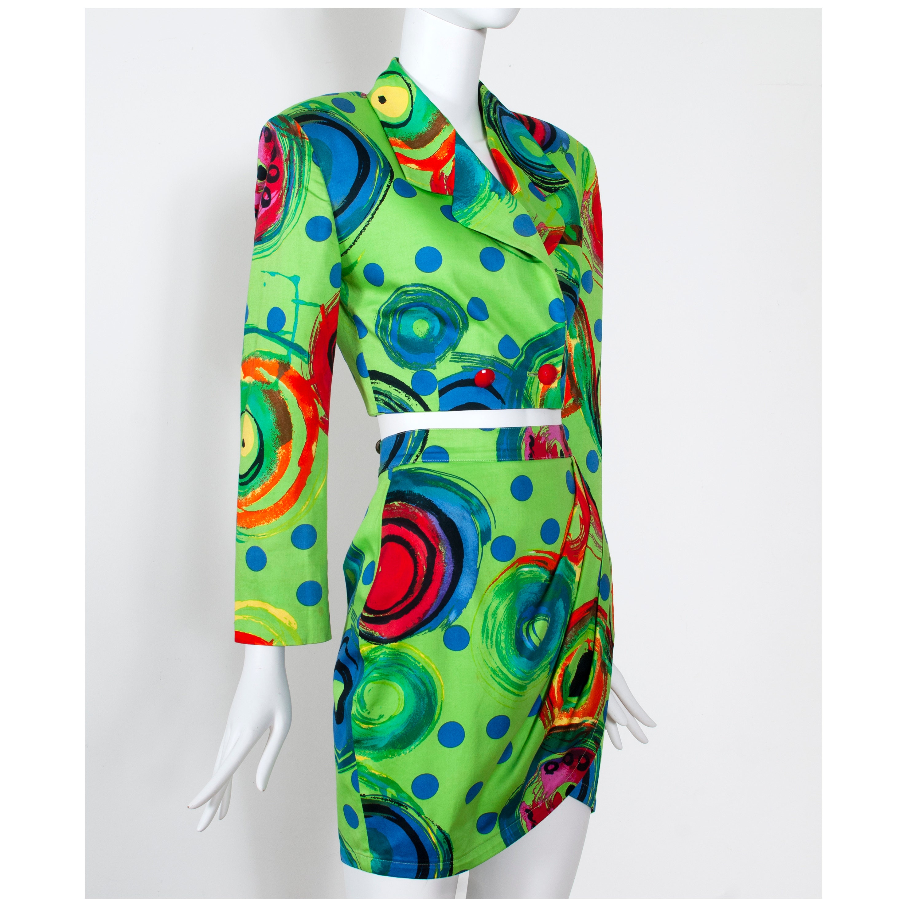 Stunning Vintage 1991 Acid Green Pop Art Cropped Gianni Versace Runway ...