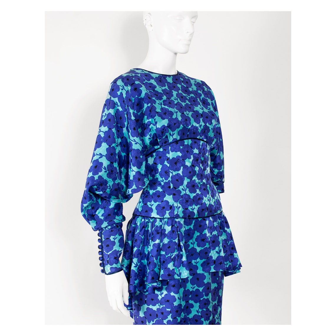 Stunning Vintage Silk Floral 1970s Frank Govers Couture Peplum - Etsy