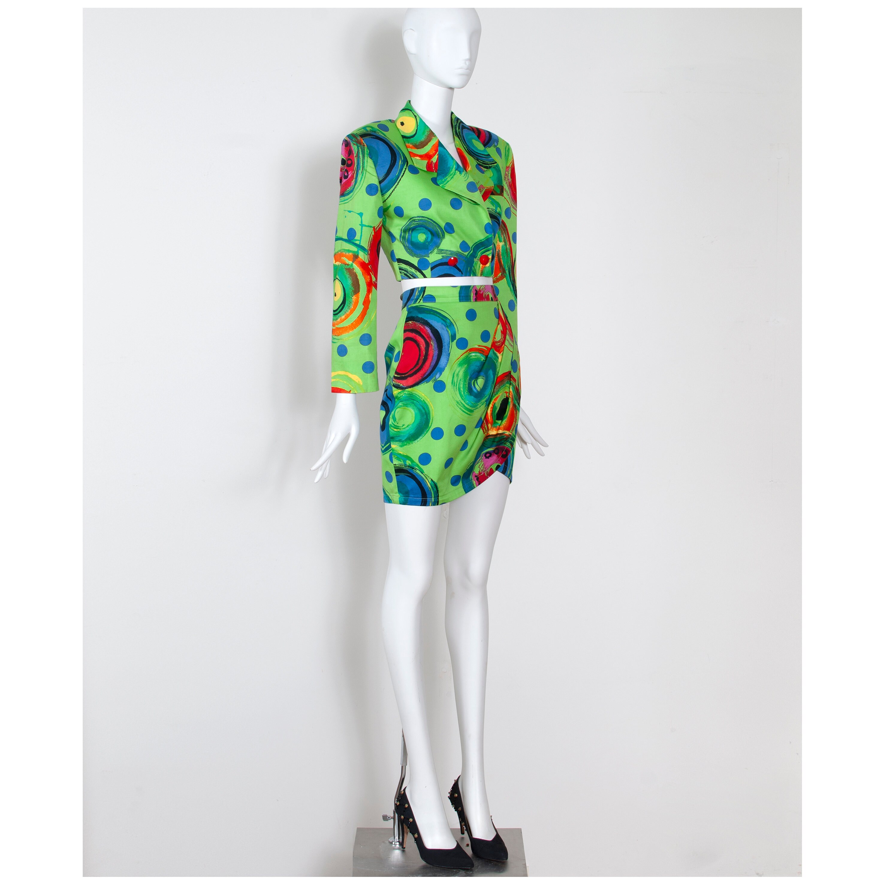 Stunning Vintage 1991 Acid Green Pop Art Cropped Gianni Versace Runway ...