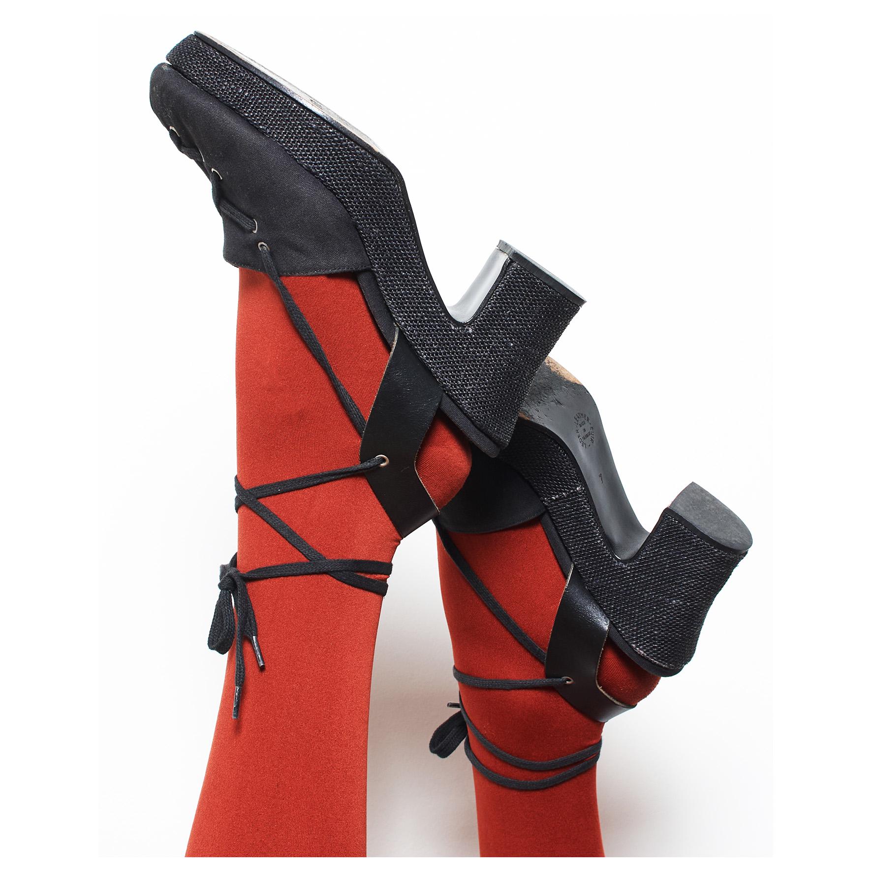 Rare Vintage 1970s Black Greek Strap Corset Platform KENZO Peeptoe ...