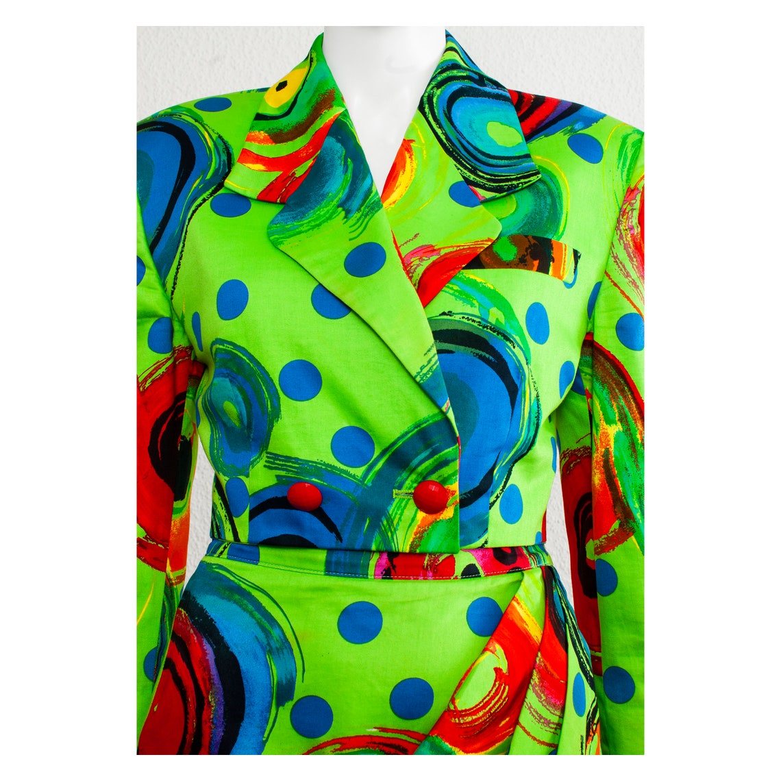 Stunning Vintage 1991 Acid Green Pop Art Cropped Gianni | Etsy