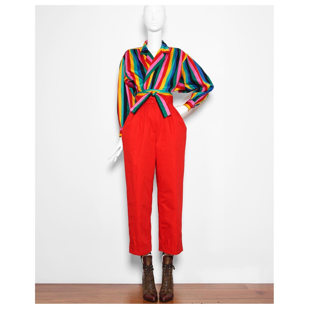 Rare Vintage 1980s Rainbow Striped Wrap Puff Sleeve KENZO Shirt - Etsy