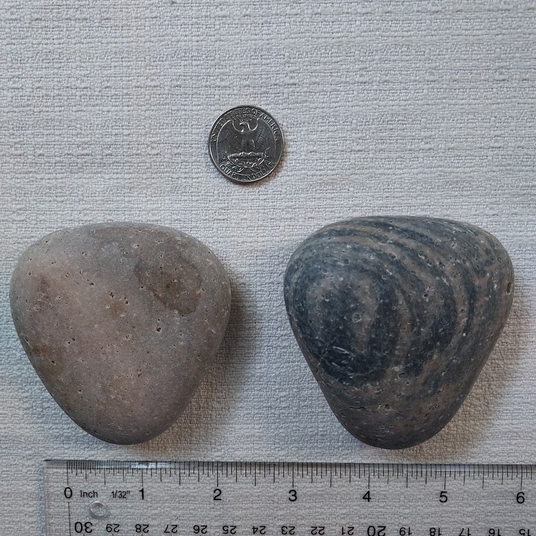 Set of Two (2) Triangle Shaped Flat Smooth Beach Stones - Coastal Rocks ...