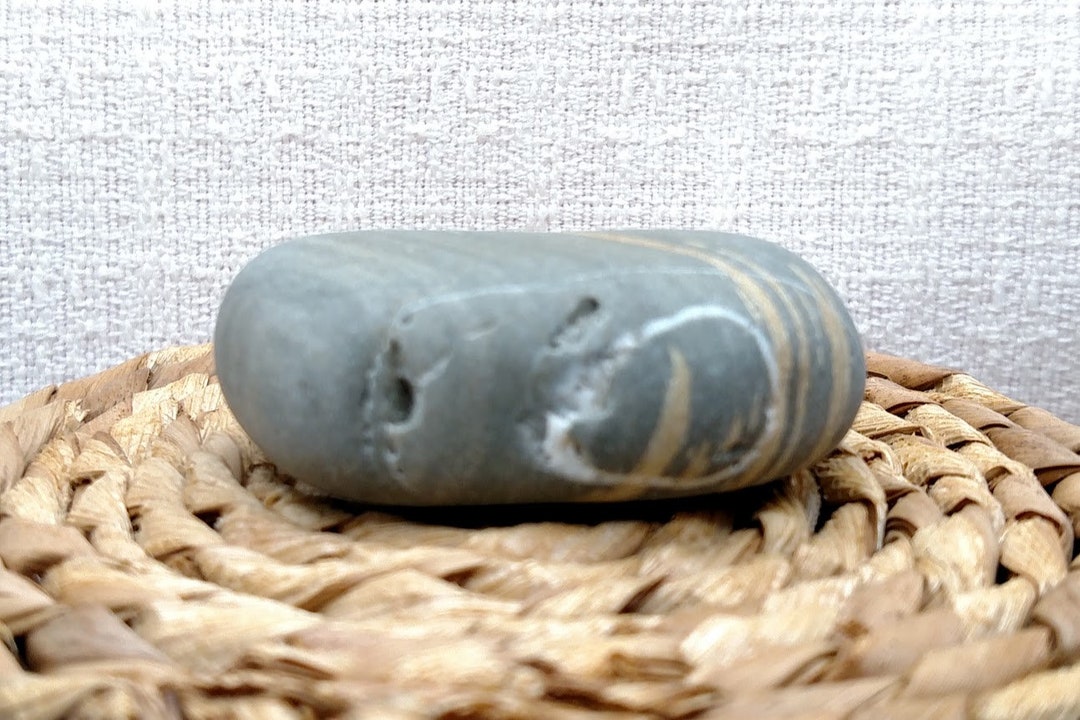 Striped Smooth Wishing Rock Beach Wish Stone Quartz Circle - Coastal ...