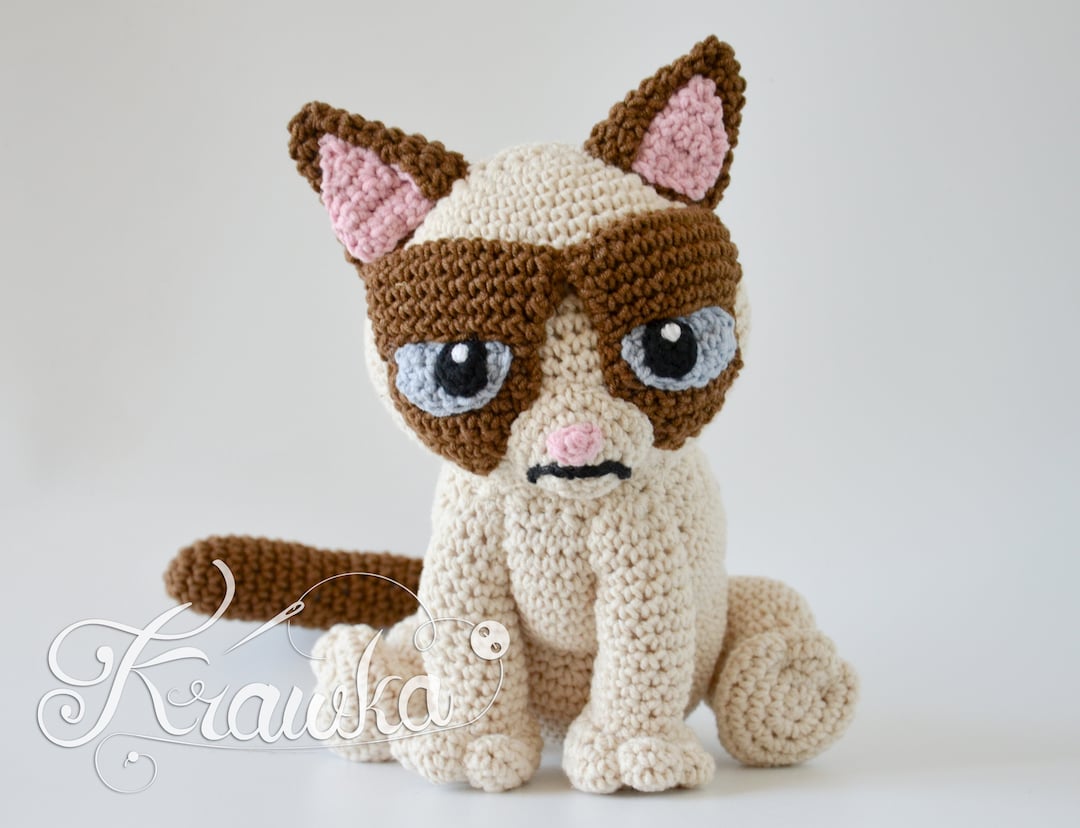 Crochet Grumpy Cat PATTERN: Krawka No 2108 (PDF Pattern) - Etsy