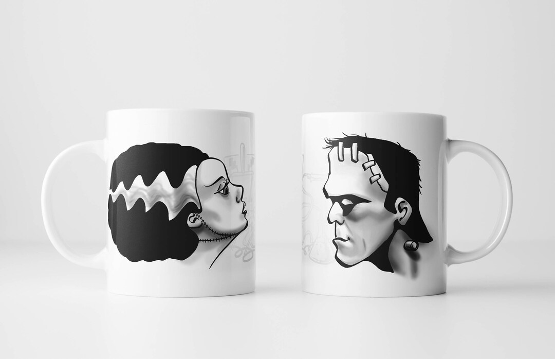 Frankenstein and Bride: His and Her Mug Set (2 Mugs) - Halloween ...