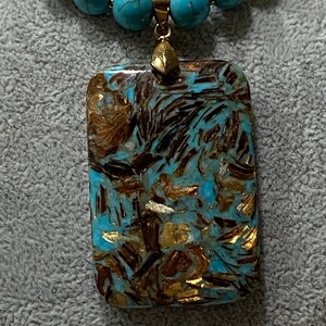 Turquoise Gemstone and Bornite Pendant Necklace/swarvoski Crystal ...
