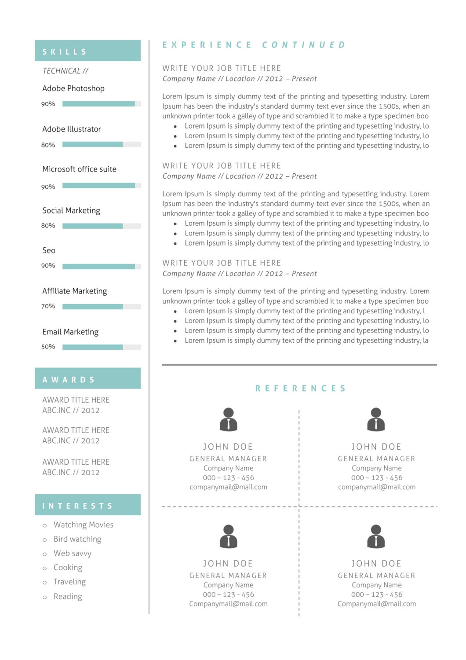 Professional Resume Template / CV Template With Cover Letter for MS ...