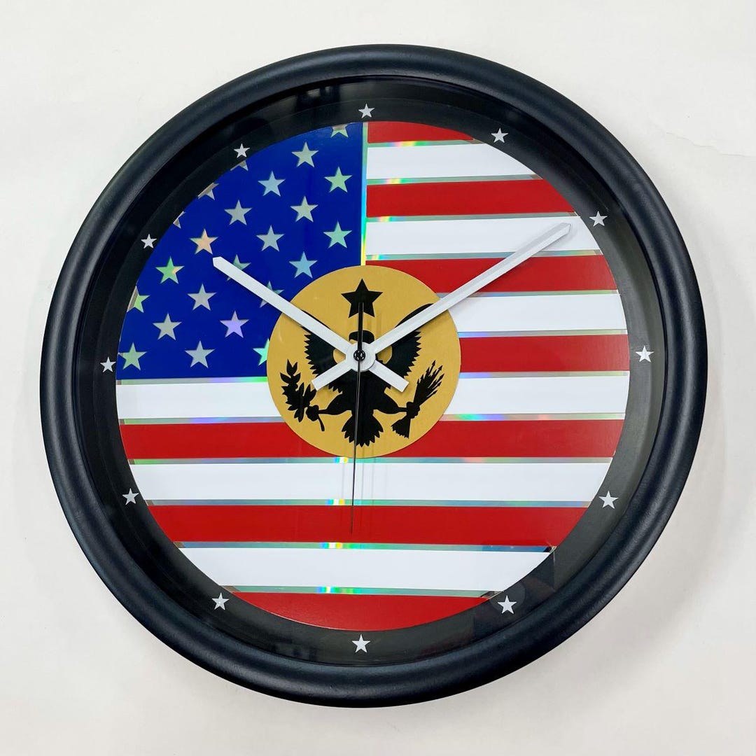 Limited Edition American Flag Reflective Laser Disc 15" Wall Clock ...