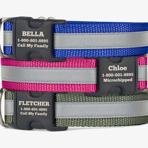 Reflective Dog Collar Personalized Collar Engraved Puppy - Etsy
