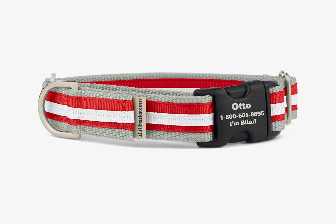 Stripe Martingale Dog Collar, Personalized, Red White Gray Collar, No ...