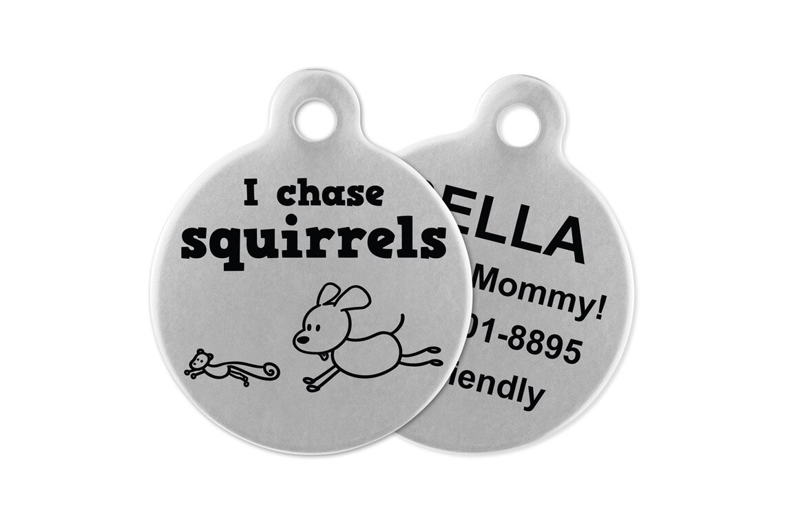 I Chase Squirrels Dog Tag Funny Dog Tag Custom Dog ID - Etsy