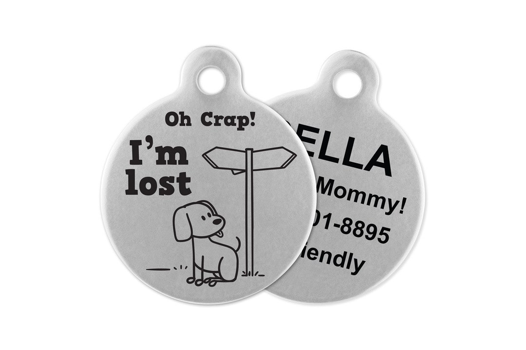 Oh Crap Im Lost Dog Tag, Funny Dog Tag, Custom Dog ID, Personalized Dog ...