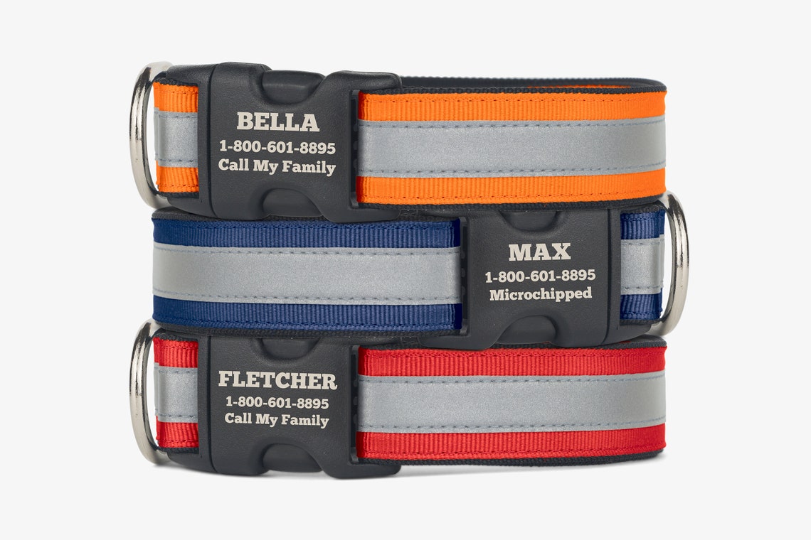 Reflective Dog Collar, Personalized Collar, Engraved Puppy Collar ...