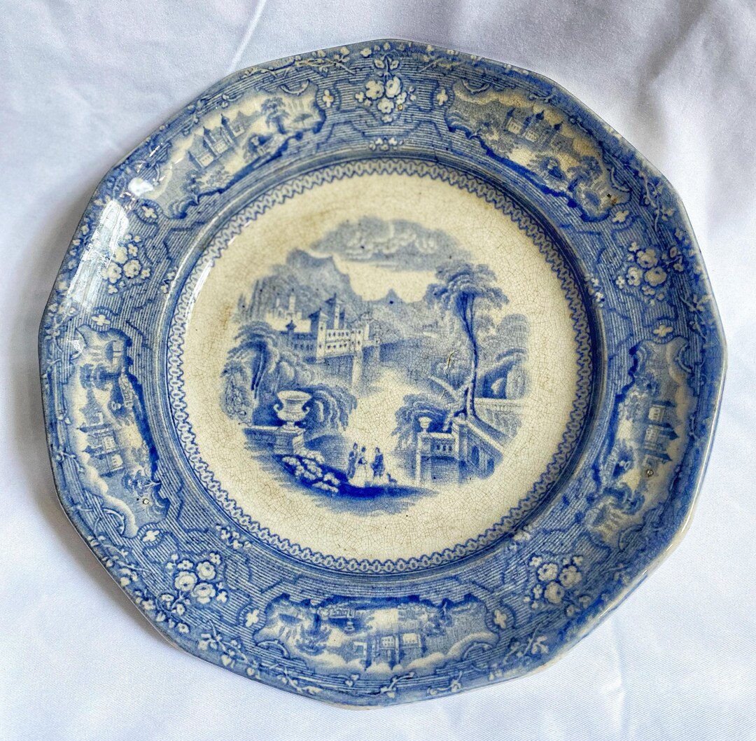 Antique Thomas Goodfellow "alleghany" Blue Transferware Plate 9.25" C ...