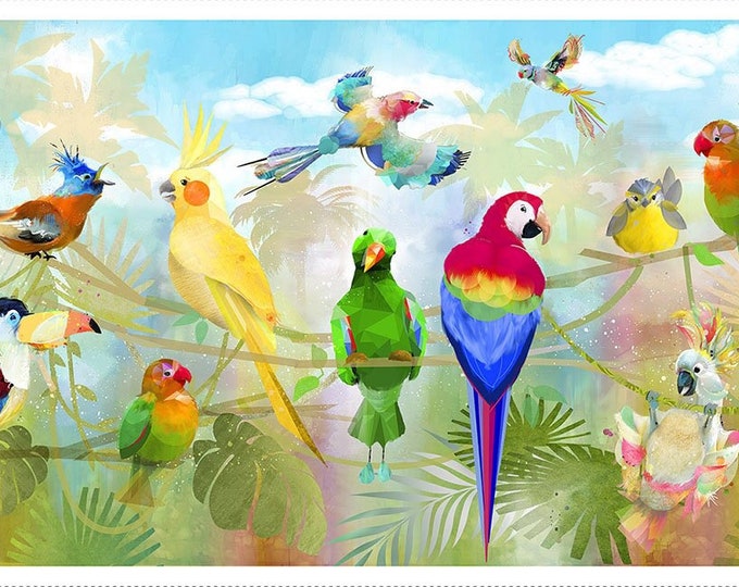 Tropical Birds Fabric Memphis Bird by Elodie-lauret Memphis Retro 1980s ...