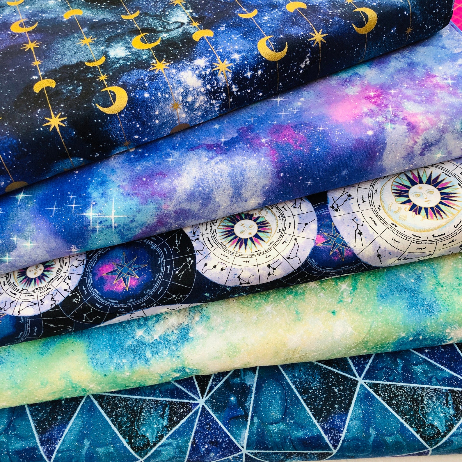 Magical Galaxy Celestial Cotton Fabrics With Metallic Thread | Etsy