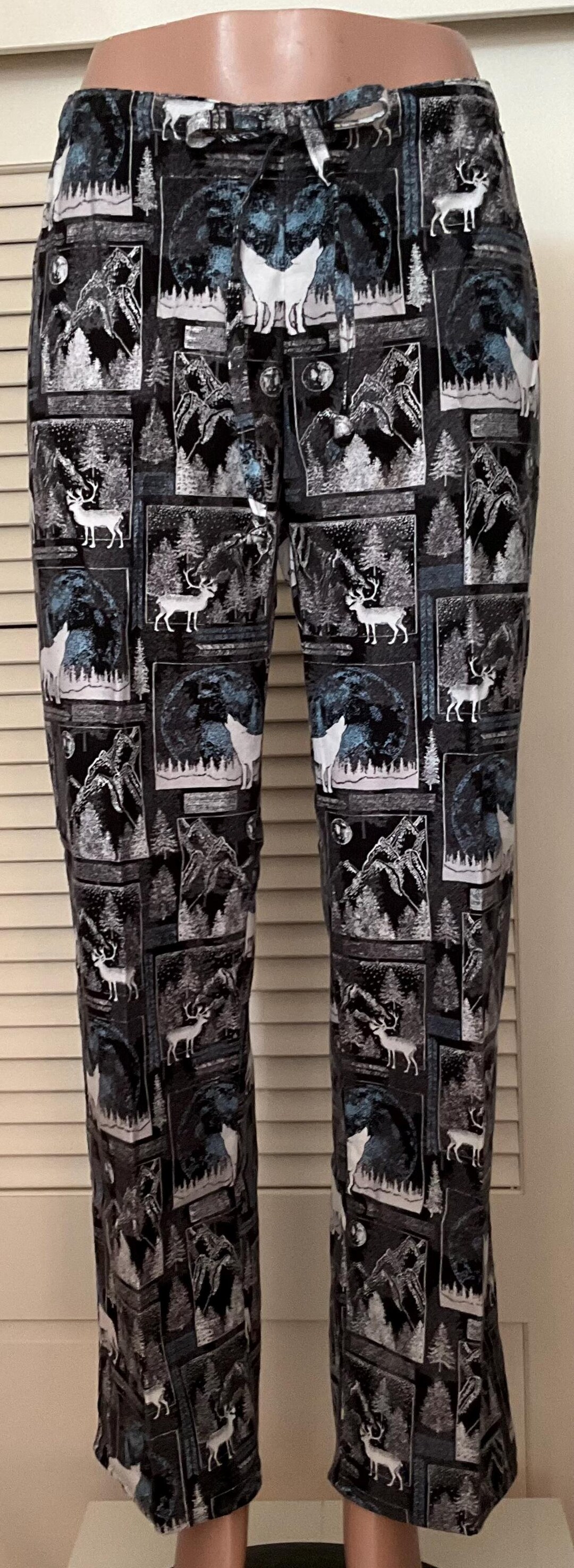 Flannel Pajama Pants for Women/wolves on Charcoal Background - Etsy