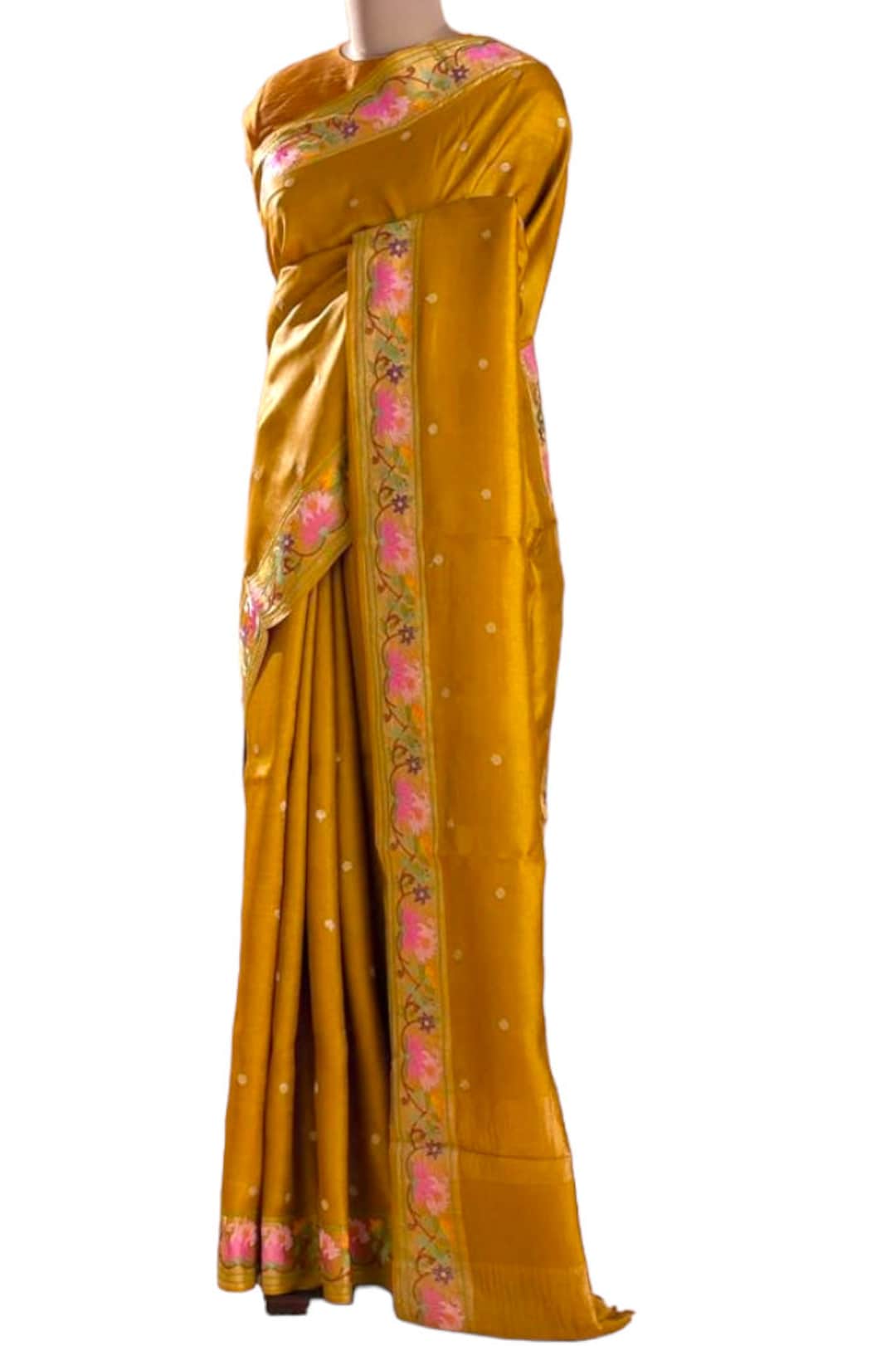 Pure Tussar Silk Saree With Antique Zari Embroidered Border - Etsy