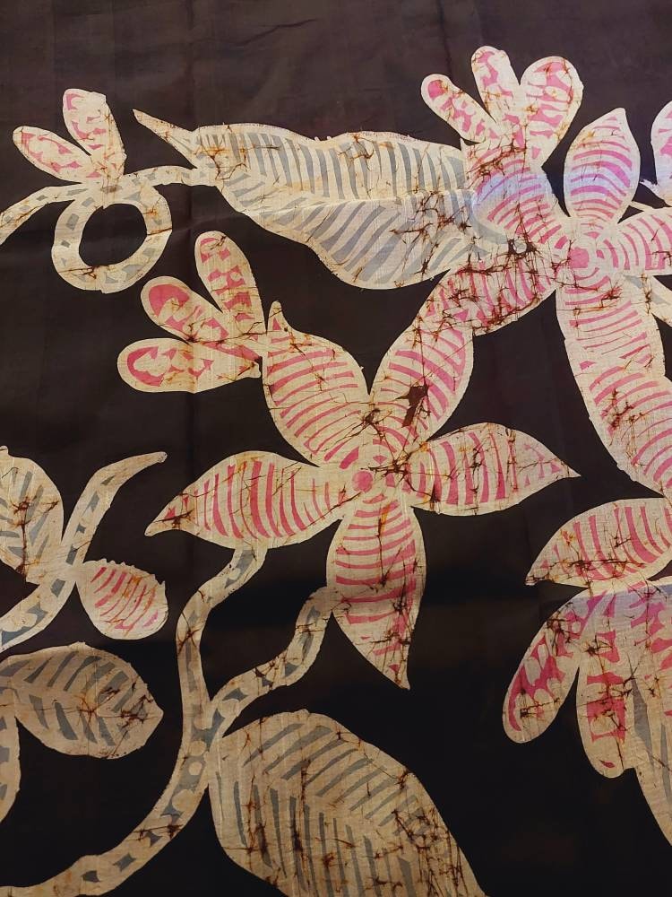 Handpainted Batik Floral Pure Silk Saree - Etsy