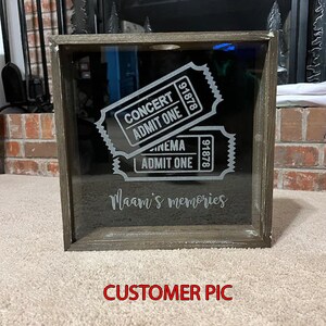 Ticket Holder Shadow Box Personalized, Ticket Shadow Box, Shadow Box ...