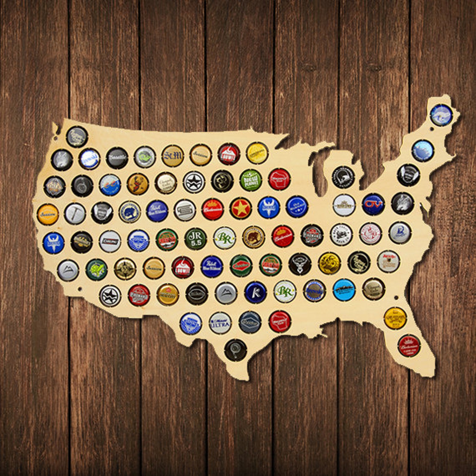 USA Beer Cap Map Beer Cap Map Beer Cap Display Man Cave | Etsy