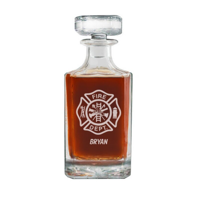 Fireman Whiskey Decanter, Personalized Whiskey Decanter Set, Engraved ...
