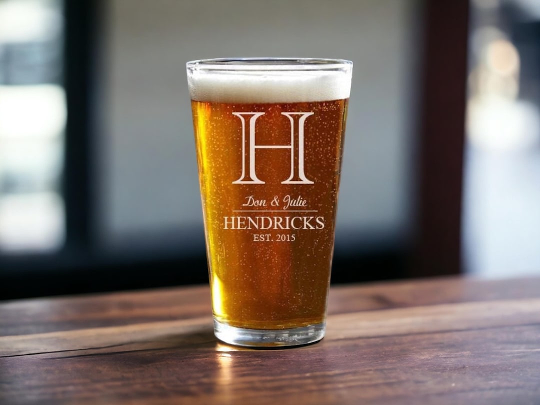 Personalized Pint Glass, Custom Beer Glass, Wedding Pint Glasses ...