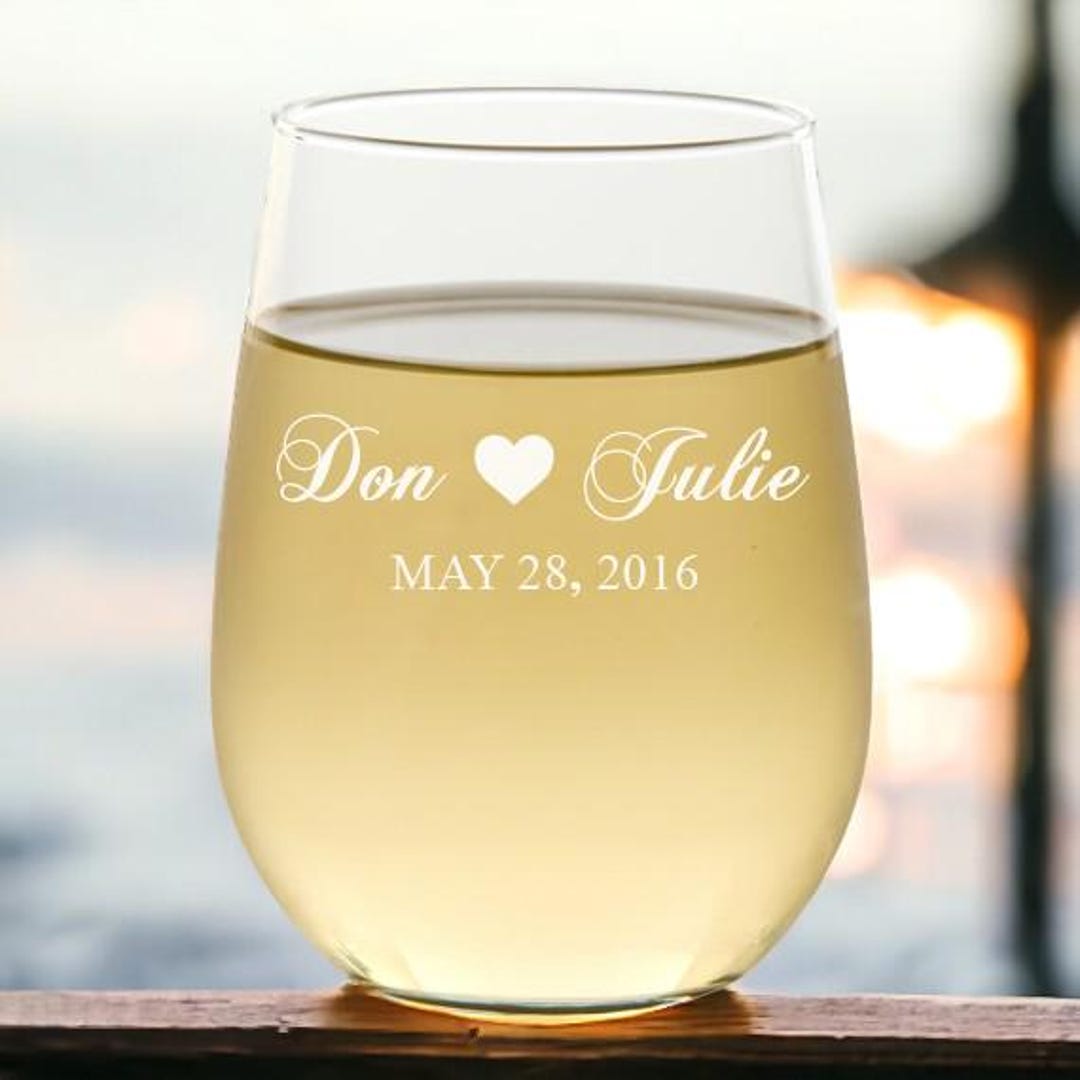 Wedding Wine Glasses, Personalized Wine Glass, Wedding Favors, Wine ...