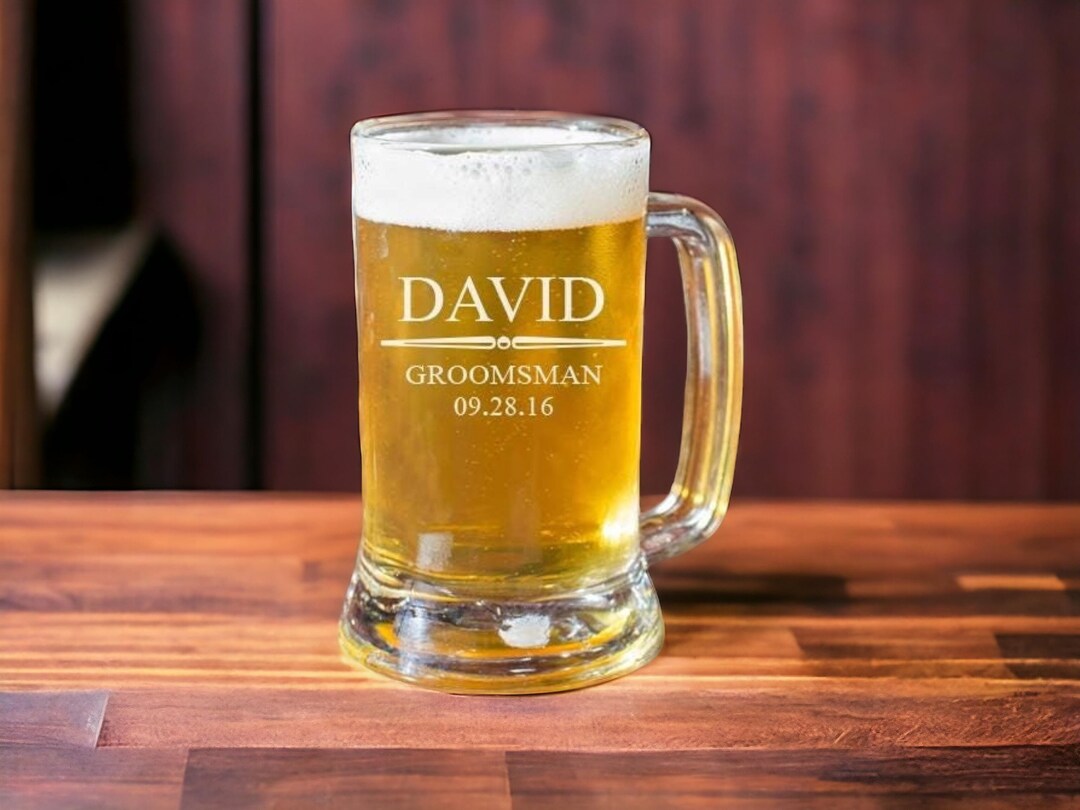 Groomsmen Beer Mug Glasses, Personalized Groomsmen Beer Gift, Custom ...