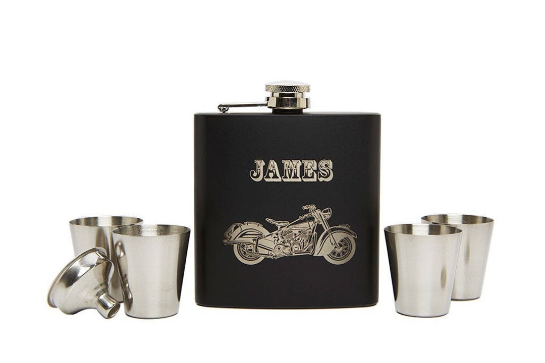 Personalized Flask Motorcycle, Flask for Dad, Engraved Flask, Gift for ...