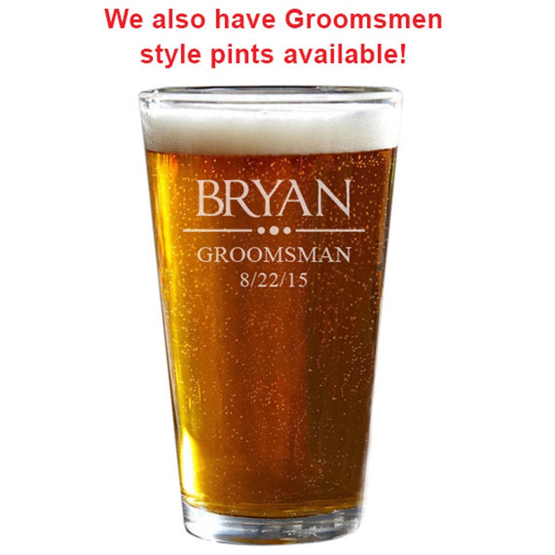 Custom Pint Glass Personalized Beer Glass Groomsmen T Etsy