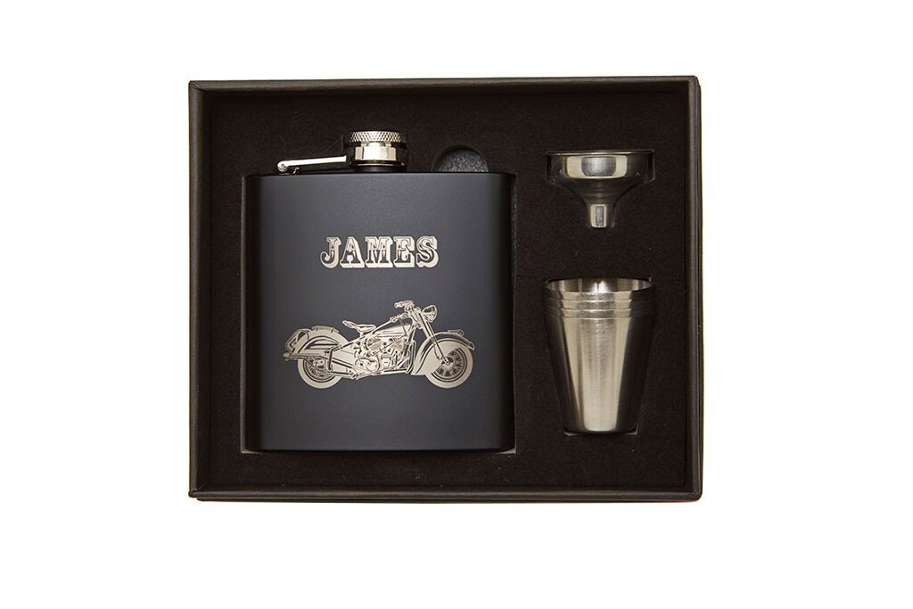 Personalized Flask Motorcycle, Flask for Dad, Engraved Flask, Gift for ...