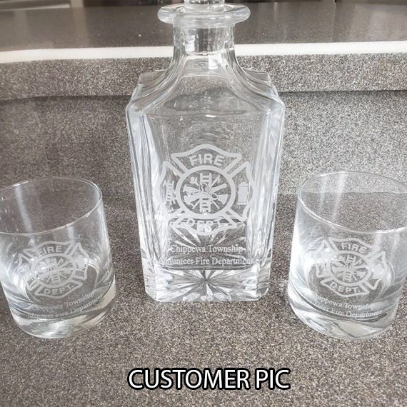 Fireman Whiskey Decanter, Personalized Whiskey Decanter Set, Engraved ...