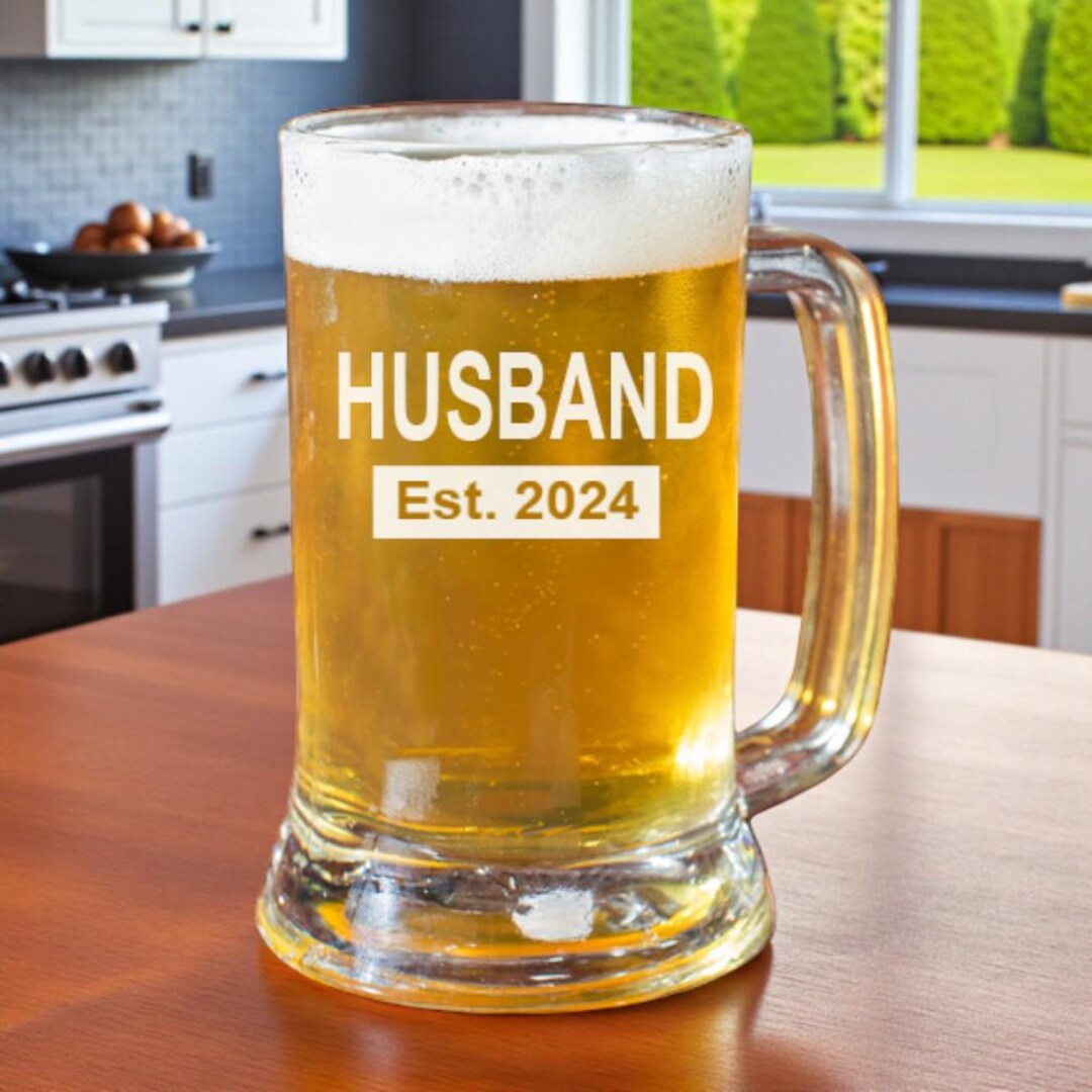 Personalized Husband Beer Mug - Custom Beer Glass With Year Established ...