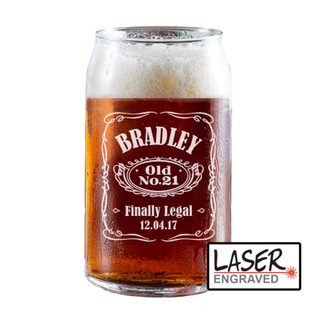 21st Birthday Beer Glass, Personalized Beer Can Glass, Custom Beer Can ...