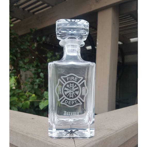 Fireman Whiskey Decanter, Personalized Whiskey Decanter Set, Engraved ...
