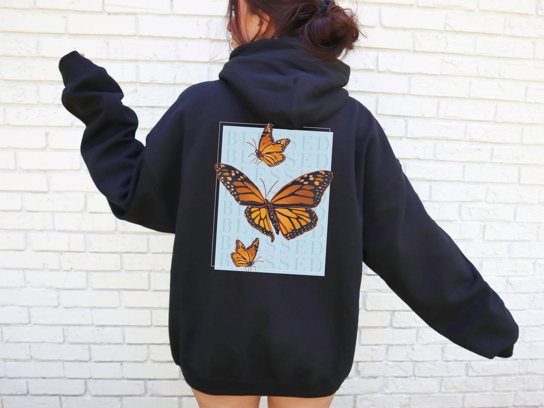 So Blessed Christian Jesus Apparel Monarch Butterfly Boho Hooded ...