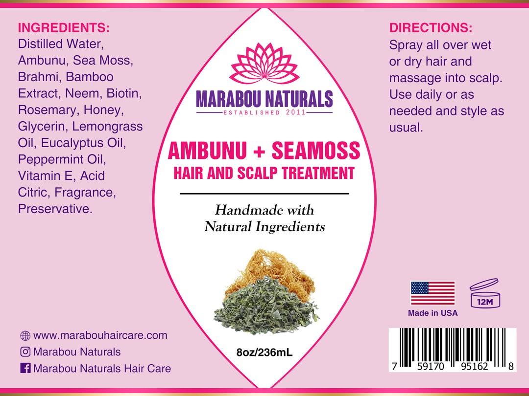 Ambunu & Sea Moss Hair and Scalp Treatment, Hair Spray, Curl Refresher ...