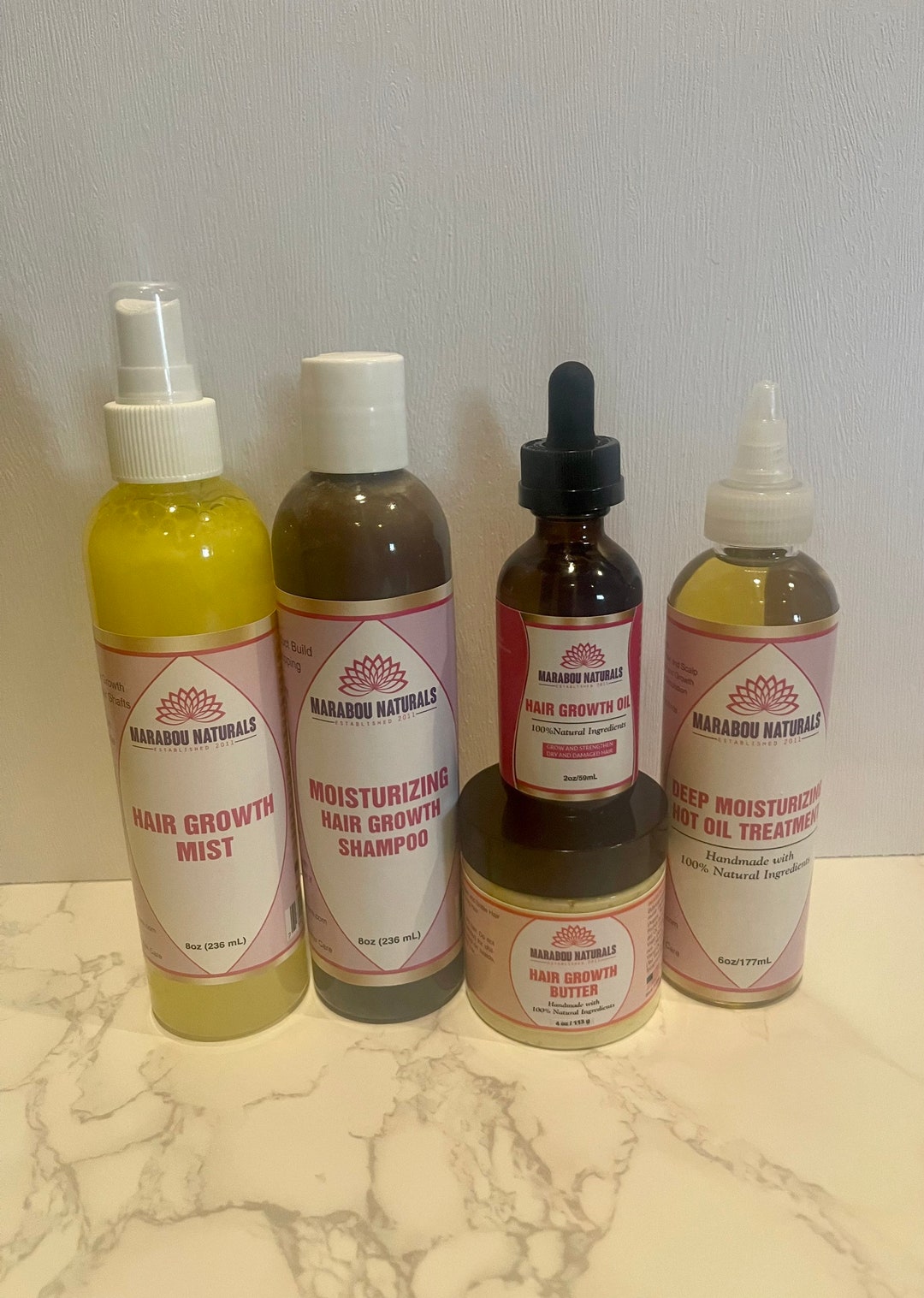 Natural Hair Growth Bundle: Oil, Butter, Shampoo, Mist, Hot Oil ...