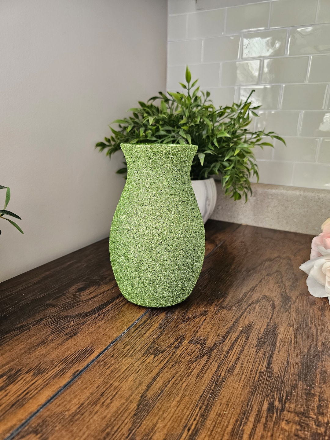 Set of 5 Sparkly Lime Green Glitter Vases 7", Wedding Decor ...
