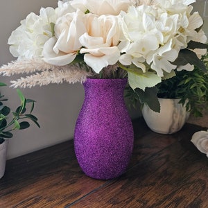 Set of 5 Sparkly Purple Glitter Vases 7", Wedding Decor, Party Decor ...