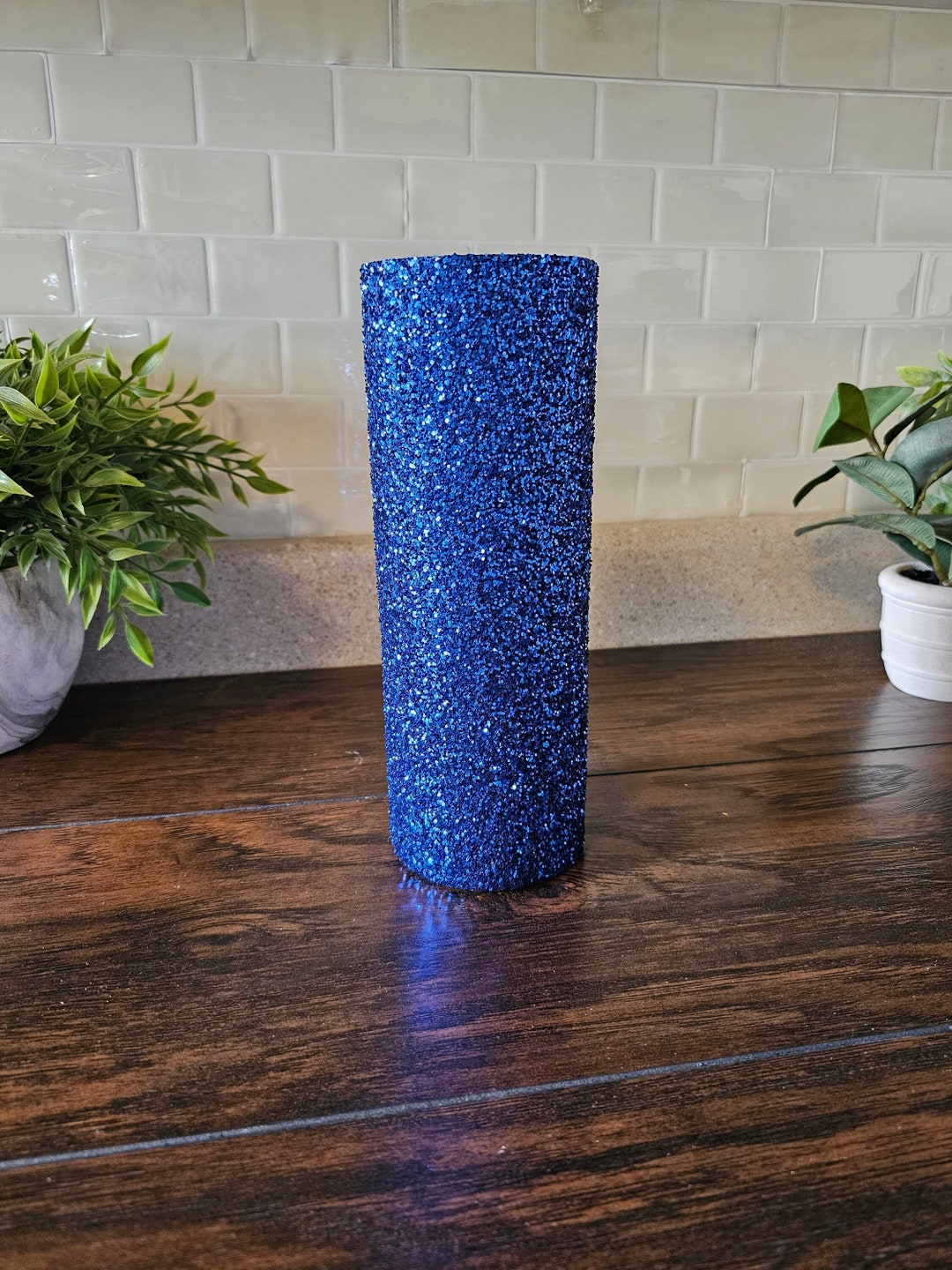 Set of 5 Sparkly Dark Blue Chunky Glitter Vases, Weddings, Birthdays ...