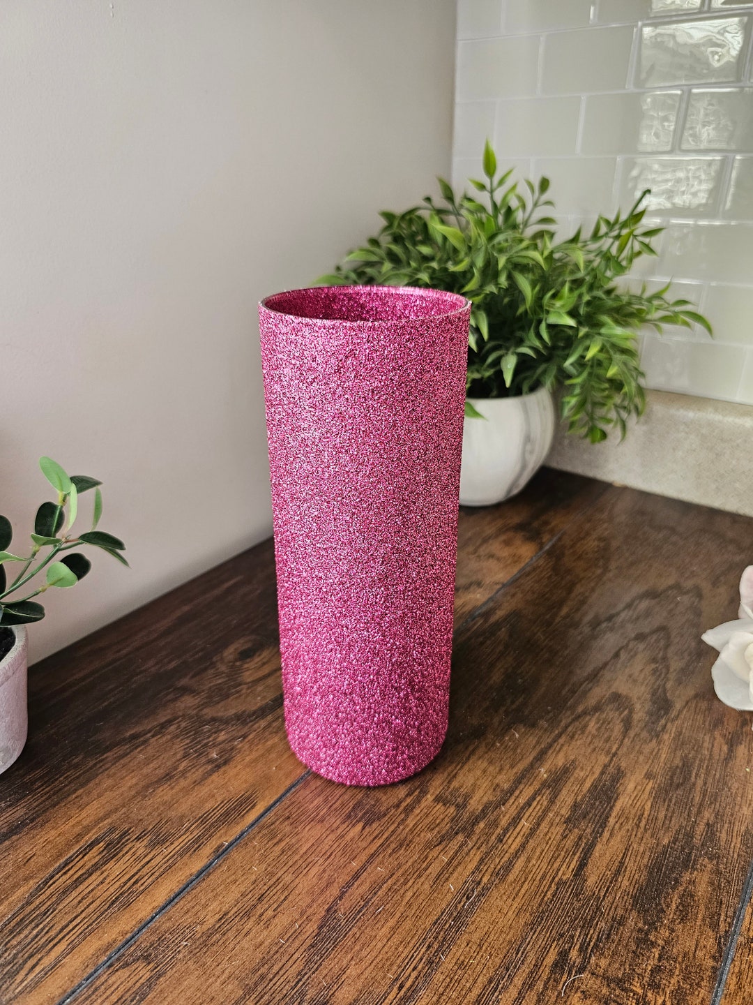Sparkly Dark Pink Glitter Vase, Weddings, Birthdays, Party Decor ...